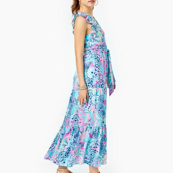 Lilly Pulitzer | Dresses | Lilly Pulitzer Destini Maxi Dress Bali Blue ...